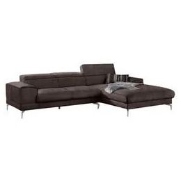 Ecksofa W.Schillig "piedroo" Sofas Gr. B/H/T: 303 cm x 70 cm x 193 cm, Stoff S37, Longchair rechts, mit Kopfteilverstellung-ohne Sitztiefenverstellung, braun (mocca s37) Kopfteilverstellung, wahlweise mit Sitztiefenverstellung, Breite 303cm