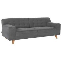 2,5-Sitzer Tom Tailor HOME "NORDIC CHIC" Sofas Gr. B/H/T: 206cm x 77cm x 91cm, Vintage Webstoff TUS, grau (soft graphite tus 9) im Retrolook, Füße Buche natur