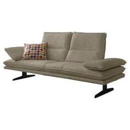 2,5-Sitzer W.Schillig "broadway" Sofas Gr. B/H/T: 236cm x 94cm x 96cm, Flachgewebe S22, Longchair links, mit Sitztiefenverstellung-mit Kopfteilverstellung-mit Seitenteilverstellung, schwarz (pepper s22) Sitztiefenverstellung, Kopfteil- & Seitenteilverstellung, Breite 216cm