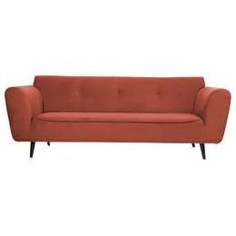 2-Sitzer Tom Tailor HOME "NEW WAVE CHIC" Sofas Gr. B/H/T: 219cm x 81cm x 91cm, Samtstoff TSV, braun (copper tsv 22) mit Knöpfen im Rücken, Breite 219 cm