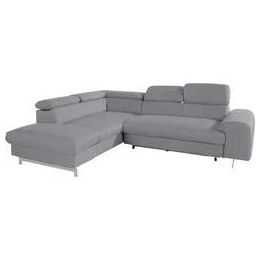 Ecksofa COTTA "Chef L-Form" Sofas Gr. B/H/T: 262cm x 72cm x 206cm, Struktur, Ottomane links, mit Kopfteilverstellung-ohne Bettfunktion und Bettkasten, grau mit Kopfteilverstellung, wahlweise Bettfunktion