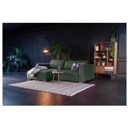 Ecksofa Tom Tailor HOME "HEAVEN STYLE S" Sofas Gr. B/H/T: 242cm x 85cm x 162cm, Struktur grob TCU, Recamiere links, ohne Bettfunktion-ohne Bettkasten-Metallfuß, grün (grün forest tcu 33) aus der COLORS COLLECTION, wahlweise mit Bettfunktion & Bettkasten