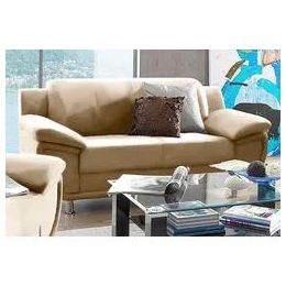 2-Sitzer Trendmanufaktur "Rondo, Breite 178 cm, breite Armlehnen, Füße chromfarben" Sofas Gr. B/H/T: 178cm x 85cm x 94cm, NaturLEDER, Ohne Federkern, beige Couch wahlweise mit Federkern und in verschiedenen Bezügen bestellbar