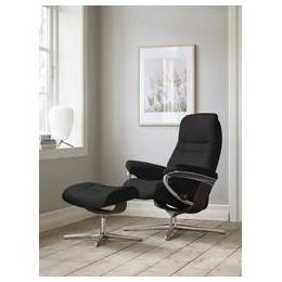 Relaxsessel stressless "Sunrise" Sessel Gr. Leder PALOMA, Cross Base Braun, Relaxfunktion-Drehfunktion-PlusTMSystem-Gleitsystem-BalanceAdaptTM, B/H/T: 92cm x 105cm x 80cm, schwarz (black paloma) mit Cross Base, Größe S, M & L, Holzakzent Braun