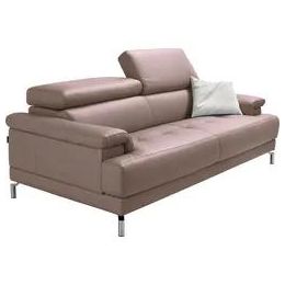 2,5-Sitzer Egoitaliano "Soul, Design und Sitzkomfort auf hohem Niveau, tolle Details" Sofas Gr. B/H/T: 200cm x 76cm x 106cm, Leder BULL, mit Kopfteilverstellung, beige (safari) inkl. Kopfteilverstellung für noch mehr Komfort, Designfuß