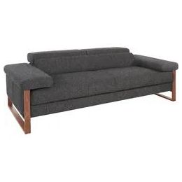 2,5-Sitzer W.Schillig "finn" Sofas Gr. B/H/T: 230cm x 71cm x 106cm, Flachgewebe S22, ohne Kopfteilverstellung-mit motorischer Sitztiefenverstellung, grau (anthrazit s22) German Design Award 2016, Fußgestell Nussbaum natur, Breite 230 cm