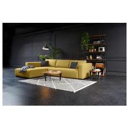 Ecksofa Tom Tailor HOME "HEAVEN STYLE M" Sofas Gr. B/H/T: 282cm x 85cm x 221cm, Struktur fein TBO, Recamiere links, ohne Bettfunktion-ohne Bettkasten-Kunststofffuß, gelb (mustard tbo 5) aus der COLORS COLLECTION, wahlweise mit Bettfunktion & Bettkasten