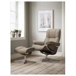 Relaxsessel stressless "Mayfair" Sessel Gr. ROHLEDER Stoff Q2 FARON, Cross Base Wenge, Relaxfunktion-Drehfunktion-PlusTMSystem-Gleitsystem-BalanceAdaptTM, B/H/T: 79cm x 102cm x 73cm, beige (beige q2 faron) mit Cross Base, Größe S, M & L, Holzakzent Wenge