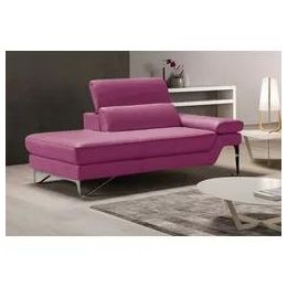 Ottomane Egoitaliano "Princess, elegantes Designsofa mit erstklassigem Sitzkomfort" Sofas Gr. B/H/T: 177cm x 95cm x 108cm, Leder NUVOLE, Armlehne rechts, lila (violett) inkl. verstellbarem Kopfteil und edle Designmetallfüße