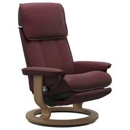 Relaxsessel stressless "Admiral" Sessel Gr. Leder BATICK, PowerTM Leg & Back-ohne Akku-Classic Base Eiche, B/H/T: 87 cm x 101 cm x 78 cm, rot (bordeaux batick) verstellbar, optional 2-motorisch, Größe M & L, Gestell Eiche