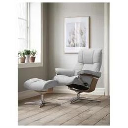 Relaxsessel stressless "Mayfair" Sessel Gr. ROHLEDER Stoff Q2 FARON, Cross Base Eiche, Relaxfunktion-Drehfunktion-PlusTMSystem-Gleitsystem-BalanceAdaptTM, B/H/T: 79cm x 102cm x 73cm, grau (light grey q2 faron) mit Cross Base, Größe S, M & L, Holzakzent Eiche