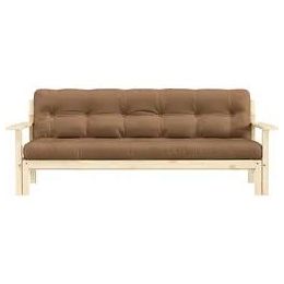 Schlafsofa KARUP DESIGN "Unwind" Sofas Gr. B/H/T: 190cm x 14cm x 92cm, Baumwollmix, braun (mocca) Mit Holzstruktur, inkl. Futonmatratze, Liegefläche 130x190 cm