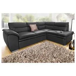 Ecksofa COTTA "Leandra L-Form" Sofas Gr. B/H/T: 250cm x 88cm x 90cm, NaturLEDER, Ottomane rechts, ohne Bettfunktion, schwarz wahlweise mit Bettfunktion und Bettkasten