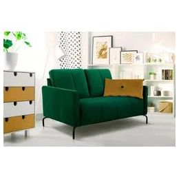 2-Sitzer Inosign "Xeen" Sofas Gr. B/H/T: 145cm x 85cm x 85cm, Samtoptik, grün mit feiner Steppung und Keder