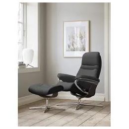 Relaxsessel stressless "Sunrise" Sessel Gr. ROHLEDER Stoff Q2 FARON, Cross Base Braun, Relaxfunktion-Drehfunktion-PlusTMSystem-Gleitsystem-BalanceAdaptTM, B/H/T: 79cm x 103cm x 73cm, grau (dark grey q2 faron) mit Cross Base, Größe S, M & L, Holzakzent Braun