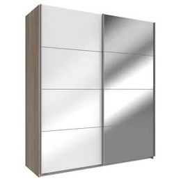 Schwebetürenschrank wimex "Easy" Schränke Gr. B/H/T: 135 cm x 210 cm x 65 cm, 2 St., braun (struktureichefarben hell, weißglas, spiegel) mit Glas und Spiegel