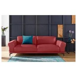 2,5-Sitzer W.Schillig "montanaa" Sofas Gr. B/H/T: 232cm x 78cm x 94cm, Longlife Xtra-Leder Z59, rot (ruby z59) mit Metallfüßen in Schwarz pulverbeschichtet, Breite 232 cm