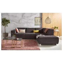 Ecksofa Inosign "Sapporo L-Form" Sofas Gr. B/H/T: 272cm x 78cm x 222cm, Luxus-Microfaser, Ottomane rechts, mit Bettfunktion, braun (dunkelbraun) wahlweise Bettfunktion oder Sitztiefenverstellung, Federkern