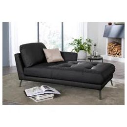 Chaiselongue W.Schillig "softy" Sofas Gr. B/H/T: 106cm x 79cm x 168cm, Longlife Xtra-Leder Z59, Armlehne rechts, schwarz (schwarz z59) mit dekorativer Heftung im Sitz, Füße pulverbeschichtet