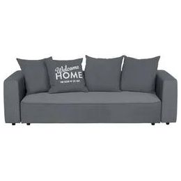 Schlafsofa Tom Tailor HOME "HEAVEN CASUAL SLEEP" Sofas Gr. B/H/T: 244 cm x 85 cm x 112 cm, Struktur fein TBO, mit Bettfunktion-mit Bettkasten, grau (woven grey tbo 19) aus der COLORS COLLECTION, inklusive Bettfunktion & Bettkasten