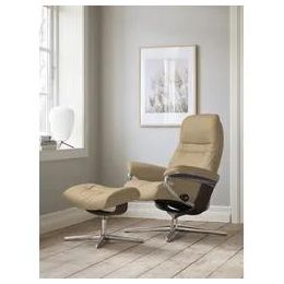 Relaxsessel stressless "Sunrise" Sessel Gr. Leder PALOMA, Cross Base Braun, Relaxfunktion-Drehfunktion-PlusTMSystem-Gleitsystem-BalanceAdaptTM, B/H/T: 79cm x 103cm x 73cm, beige (sand paloma) mit Cross Base, Größe S, M & L, Holzakzent Braun