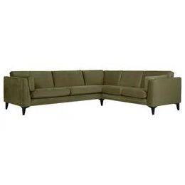 Ecksofa furninova "Avignon" Sofas Gr. B/H/T: 283 cm x 78 cm x 237 cm, Velours, langer Schenkel links, ohne Bettfunktion, grün (seagrass) inklusive 2 Armlehnkissen, im skandinavischen Design