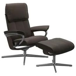 Relaxsessel stressless "Admiral", braun (braun batick), B:93cm H:103cm T:79cm, Leder BATICK: BATICK ist ein leicht korrigiertes, durchgefärbtes und genarbtes Möbelleder, bei dem die meisten Unebenheiten und Spuren in der Regel entfernt wurden., Sessel, mit Cross Base, Größe M & L, Holzakzent Wenge