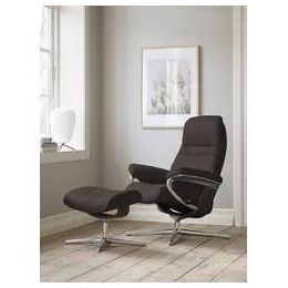 Relaxsessel stressless "Sunrise" Sessel Gr. Leder PALOMA, Cross Base Braun, Relaxfunktion-Drehfunktion-PlusTMSystem-Gleitsystem-BalanceAdaptTM, B/H/T: 79cm x 103cm x 73cm, braun (chocolate paloma) mit Cross Base, Größe S, M & L, Holzakzent Braun