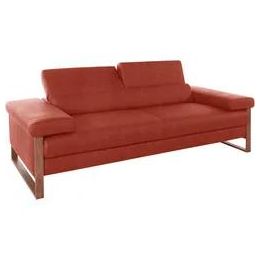 2,5-Sitzer W.Schillig "finn" Sofas Gr. B/H/T: 230cm x 71cm x 106cm, Stoff S37, mit Kopfteilverstellung-ohne Sitztiefenverstellung, rot (marsala s37) German Design Award 2016, Fußgestell Nussbaum natur, Breite 230 cm