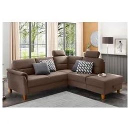 Ecksofa Home Affaire "Palmera L-Form" Sofas Gr. B/H/T: 236 cm x 89 cm x 212 cm, Luxus-Microfaser ALTARA NUBUCK, Ottomane rechts, ohne Bettfunktion-ohne Bettkasten, braun Federkern, wahlweise mit Bettfunktion und mitohne Stauraum