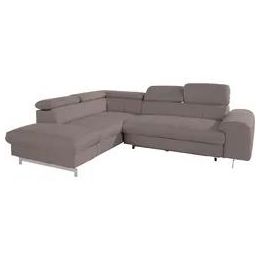 Ecksofa COTTA "Chef L-Form" Sofas Gr. B/H/T: 262cm x 72cm x 206cm, Struktur, Ottomane links, mit Kopfteilverstellung-ohne Bettfunktion und Bettkasten, braun mit Kopfteilverstellung, wahlweise Bettfunktion