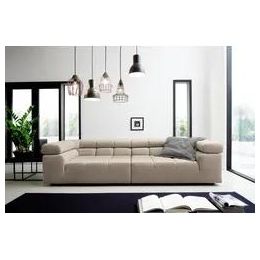 Big-Sofa Inosign "Ancona B/T/H: 290/110/70 cm" Sofas Gr. B/H/T: 290cm x 70cm x 110cm, Struktur, Recamiere links, ohne Sitzvorzug, grau (taupe) auffällige Steppung, inkl. 2 Zierkissen und verstellbaren Kopfstützen