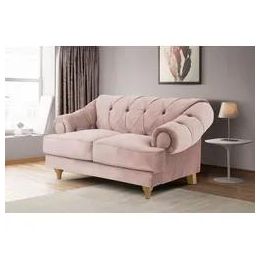 2-Sitzer Home Affaire "Alegra", beige (puder), B:164cm H:86cm T:108cm, Luxus-Kunstleder, Sofas, mit Knopfheftung im Rücken, Keder und Nieten in Armlehnen