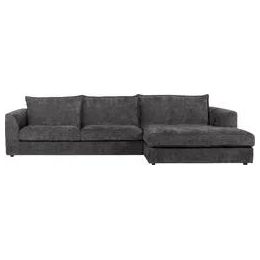 Ecksofa furninova "Big Band Dawn" Sofas Gr. B/H/T: 334 cm x 87 cm x 157 cm, Velourstoff grob, Armlehne links-Recamiere rechts, ohne Bettfunktion, grau (grey) im skandinavischen Design