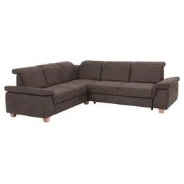 Ecksofa Home Affaire "Dalia L-Form" Sofas Gr. B/H/T: 256cm x 83cm x 236cm, Luxus-Microfaser Florence, langer Schenkel rechts, ohne Bettfunktion-ohne Schubladenstauraum-ohne Kopfteilverstellung, braun (nuss) mit Federkernpolsterung, wahlweise Bettfunktion, Bettkasten