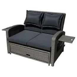 Loungesofa Garden Pleasure "NIZZA" Sofas Gr. B/H: 117cm x 93cm, Polyester, grau (dunkelgrau) mit Liegefunktion