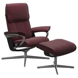 Relaxsessel stressless "Admiral" Sessel Gr. Leder BATICK, Cross Base Schwarz, Relaxfunktion-Drehfunktion-PlusTMSystem-Gleitsystem-BalanceAdaptTM, B/H/T: 93cm x 103cm x 79cm, rot (bordeaux batick) mit Cross Base, Größe M & L, Holzakzent Schwarz