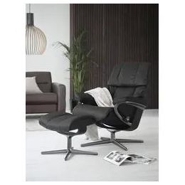 Relaxsessel stressless "Reno" Sessel Gr. Microfaser DINAMICA, Cross Base Schwarz-M, Relaxfunktion-Drehfunktion-PlusTMSystem-Gleitsystem-BalanceAdaptTM, B/H/T: 83cm x 100cm x 76cm, grau (charcoal dinamica) mit Cross Base, Größe S, M & L, Holzakzent Schwarz