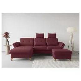 Sit & More Ecksofa SIT & MORE "Göteborg" Sofas Gr. B/H/T: 268cm x 90cm x 176cm, Luxus-Microfaser Florence, Recamiere links, mit Bettfunktion-mit Bettkasten, rot (bordeaux) Sitztiefenverstellung und Federkern, wahlweise mit Bettfunktion