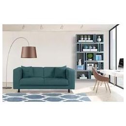 2-Sitzer Inosign "Bengo" Sofas Gr. B/H/T: 160cm x 68cm x 88cm, Struktur, blau (petrol) mit Steppung im Sitz- und Rückenbereich, incl. Zierkissen