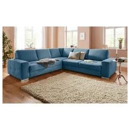 Sit & More Ecksofa SIT & MORE "Santorini L-Form" Sofas Gr. B/H/T: 276cm x 82cm x 271cm, Luxus-Microfaser, langer Schenkel rechts, mit Sitztiefenverstellung, blau (azur) mit Federkern und Sitztiefenverstellung, wahlweise Bettfunktion