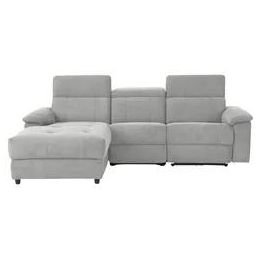 Ecksofa Home Affaire "Binado, L-Form" Sofas Gr. B/T: 252cm x 164cm, Webstoff, Recamiere links, mit motorischer Relaxfunktion-mit USB-Anschluss, grau mit manueller oder elektrischer Relaxfunktion USB-Anschluss