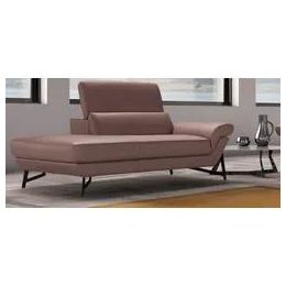 Ottomane Egoitaliano "Narcisa, Designsofa" Sofas Gr. B/H/T: 174cm x 96cm x 110cm, Leder BULL, Ottomane links, beige (safari) mit verstellbarer Kopfstütze, Solitärmöbel als Blickfang