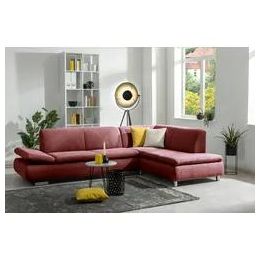 Ecksofa Max Winzer "Toulouse modern und bequem, aktuelles Design, hoher Sitzkomfort" Sofas Gr. B/H/T: 271cm x 75cm x 190cm, Samtvelours, Ottomane rechts, rot mit klappbaren Armlehnen, Breite 271 cm