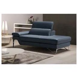 Ottomane Egoitaliano "Princess, elegantes Designsofa mit erstklassigem Sitzkomfort" Sofas Gr. B/H/T: 177cm x 95cm x 108cm, Leder BULL, Armlehne links, grau (smoke) inkl. verstellbarem Kopfteil und edle Designmetallfüße