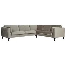 Ecksofa furninova "Avignon" Sofas Gr. B/H/T: 283 cm x 78 cm x 237 cm, Velours, langer Schenkel links, ohne Bettfunktion, grau (stone) inklusive 2 Armlehnkissen, im skandinavischen Design