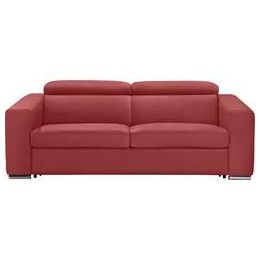 Schlafsofa Egoitaliano "Cabiria, Design und super Sitz- Liegekomfort" Sofas Gr. B/H/T: 226 cm x 97 cm x 103 cm, Luxus-Microfaser Lederoptik, rot (marsala) Sofa inkl. Schlaffunktion, Kopfteile verstellbar, mit Metallfüßen