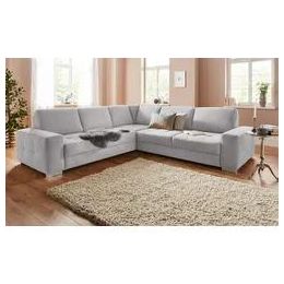 Sit & More Ecksofa SIT & MORE "Santorini L-Form" Sofas Gr. B/H/T: 276cm x 82cm x 271cm, Luxus-Microfaser, langer Schenkel rechts, mit Sitztiefenverstellung, silberfarben (silber) mit Federkern und Sitztiefenverstellung, wahlweise Bettfunktion