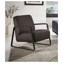 Cocktailsessel W.Schillig "quadroo Loungesessel" Sessel Gr. Stoff S37, B/H/T: 65cm x 82cm x 82cm, braun (mocca s37) mit bezogenen Armlehnen, Gestell in Schwarz pulverbeschichtet