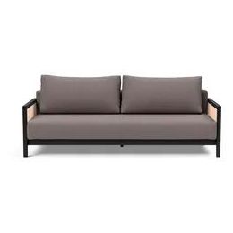 Schlafsofa INNOVATION LIVING TM "NARVI Retro-Armlehnen mit Geflecht, Dauerschläfer, bequem" Sofas Gr. Struktur grob MIXED DANCE, grau (grau 521, mixed dance) Federkernmatratze für hohen Liegekomfort, Liegefläche Breite 140 cm